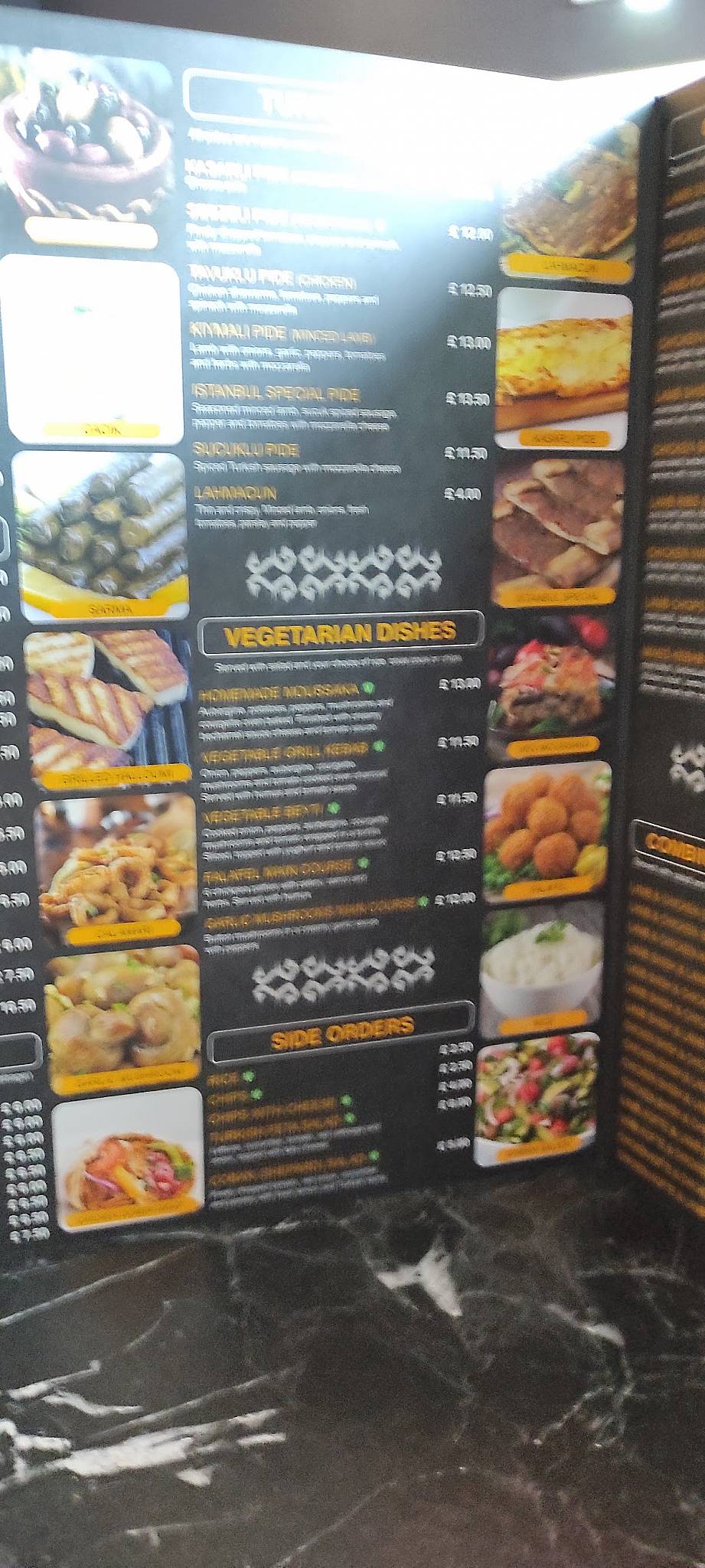 Menu at Istanbul Restaurant, Huddersfield