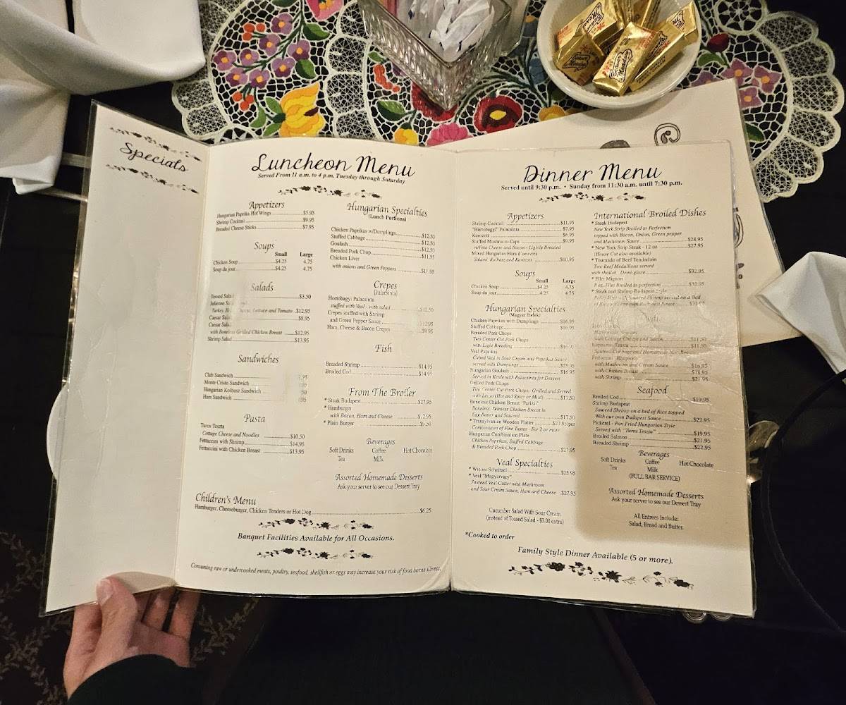 Menu at Hungarian Rhapsody Restaurant, Southgate