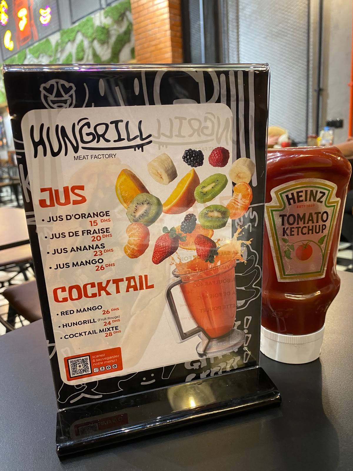 Menu at Hungrill restaurant, Casablanca