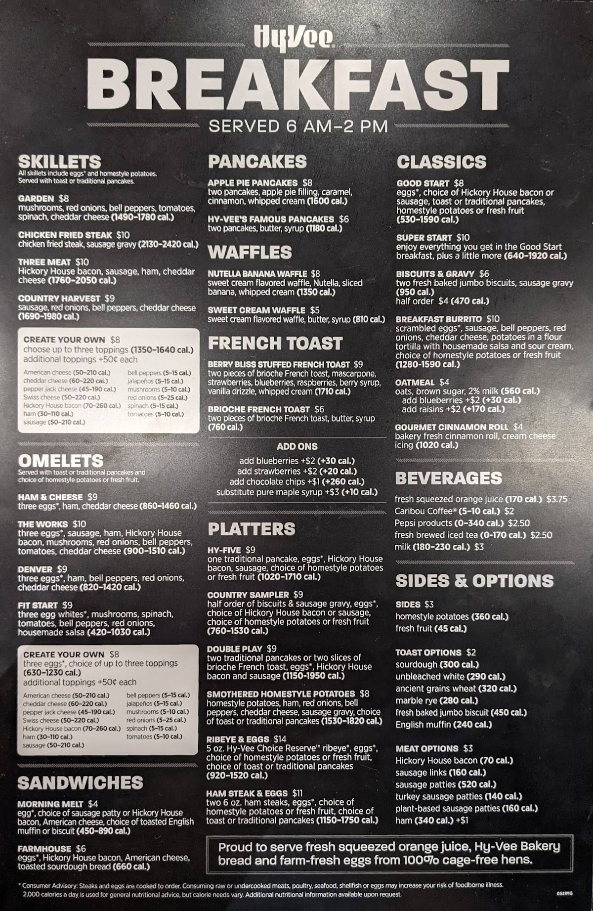 Menu at Hy-Vee Market Grille pub & bar, Olathe, W 119th St