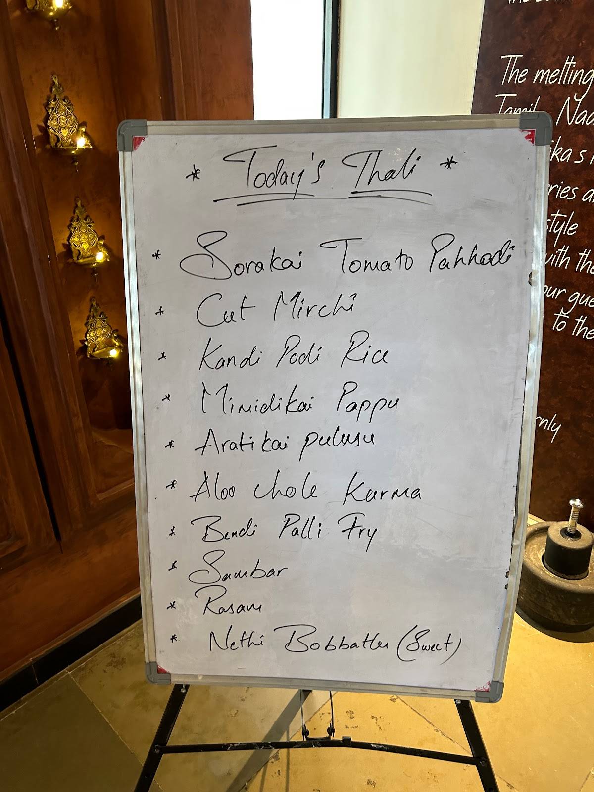 Menu at Itlu, Hyderabad