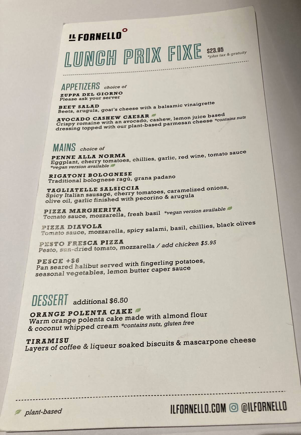 Menu at IL FORNELLO - Bayview Village pizzeria, Toronto, Bayview Ave