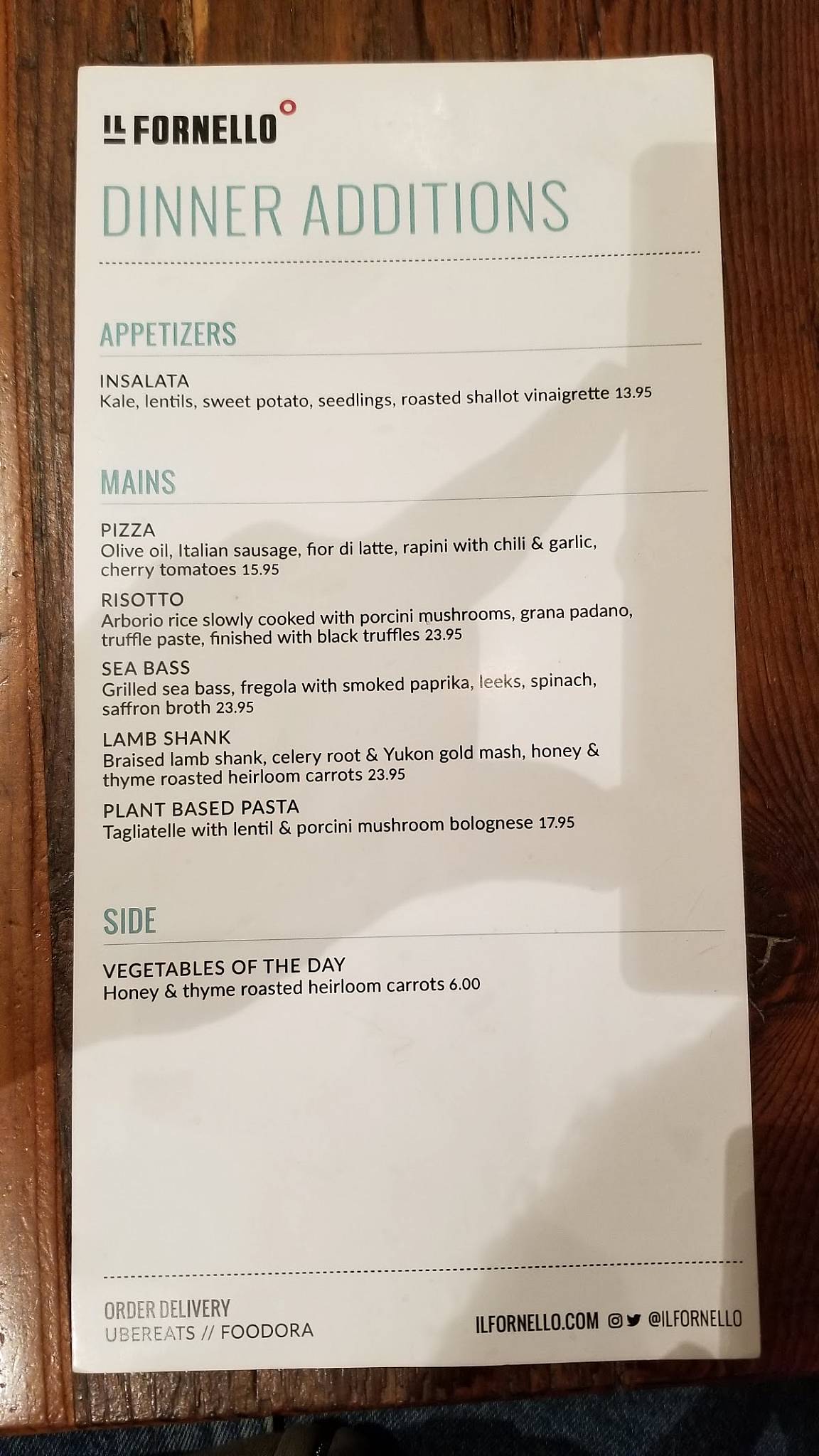 Menu at IL FORNELLO - Bayview Village pizzeria, Toronto, Bayview Ave