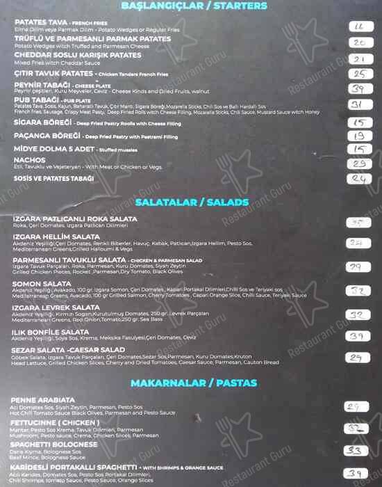Menu at Insomnia Gastropub, Istanbul, Köyiçi Cd 8A