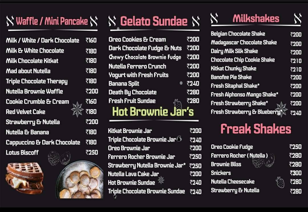 Menu at Ice cream Factory and Shahi Durbar, Mumbai