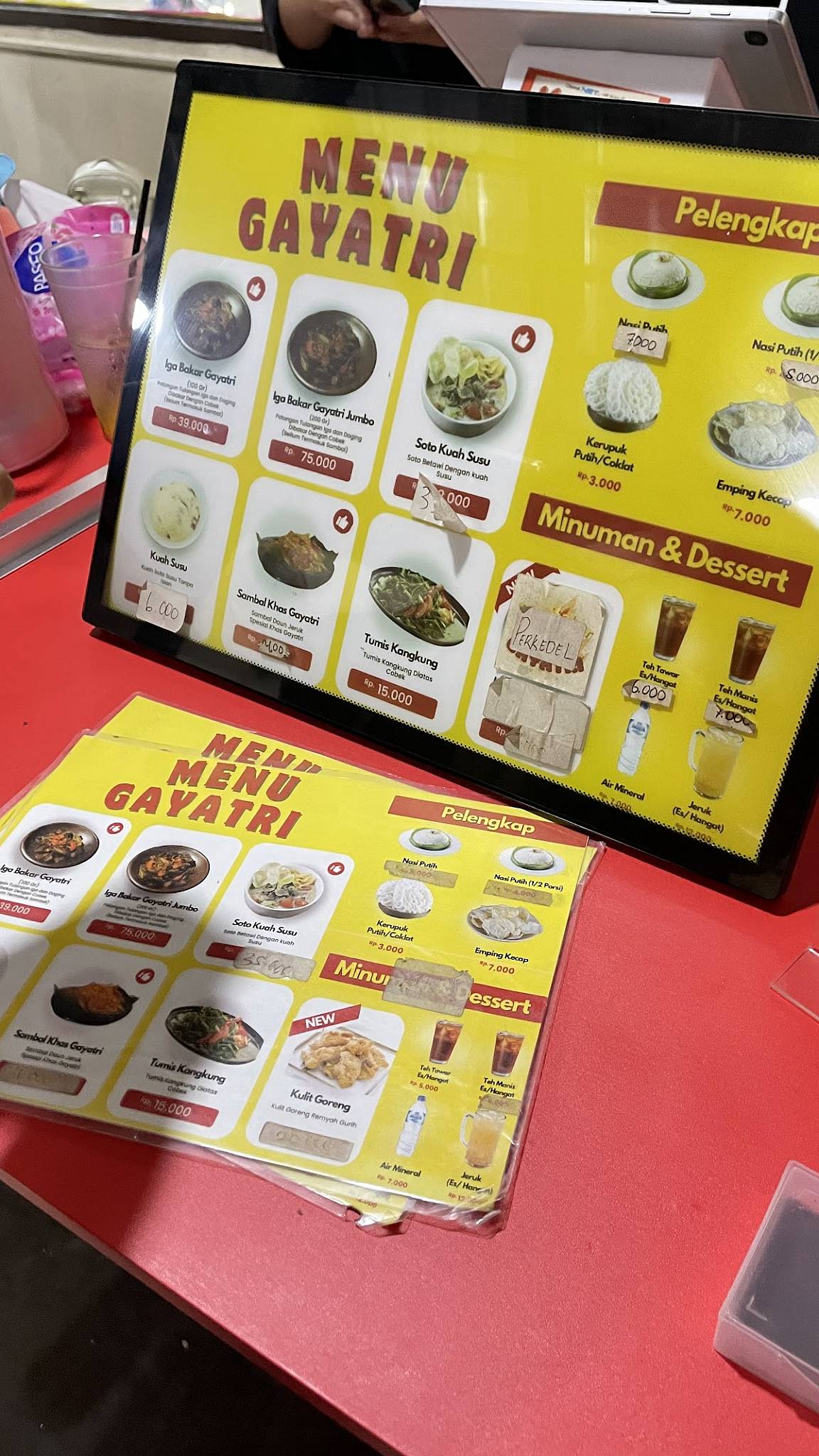 Menu at Iga Bakar Gayatri restaurant, South Jakarta