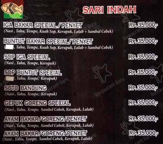 Menu at Iga bakar & Sop Buntut Sari Indah, Bandung