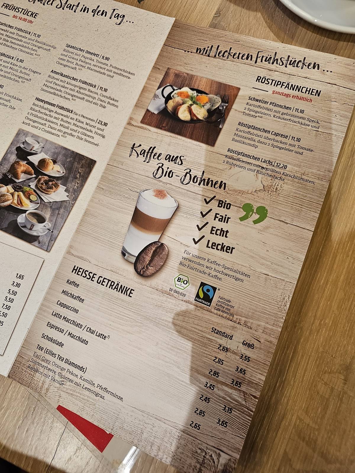 Menu at Landbäckerei IHLE Café, Burgau