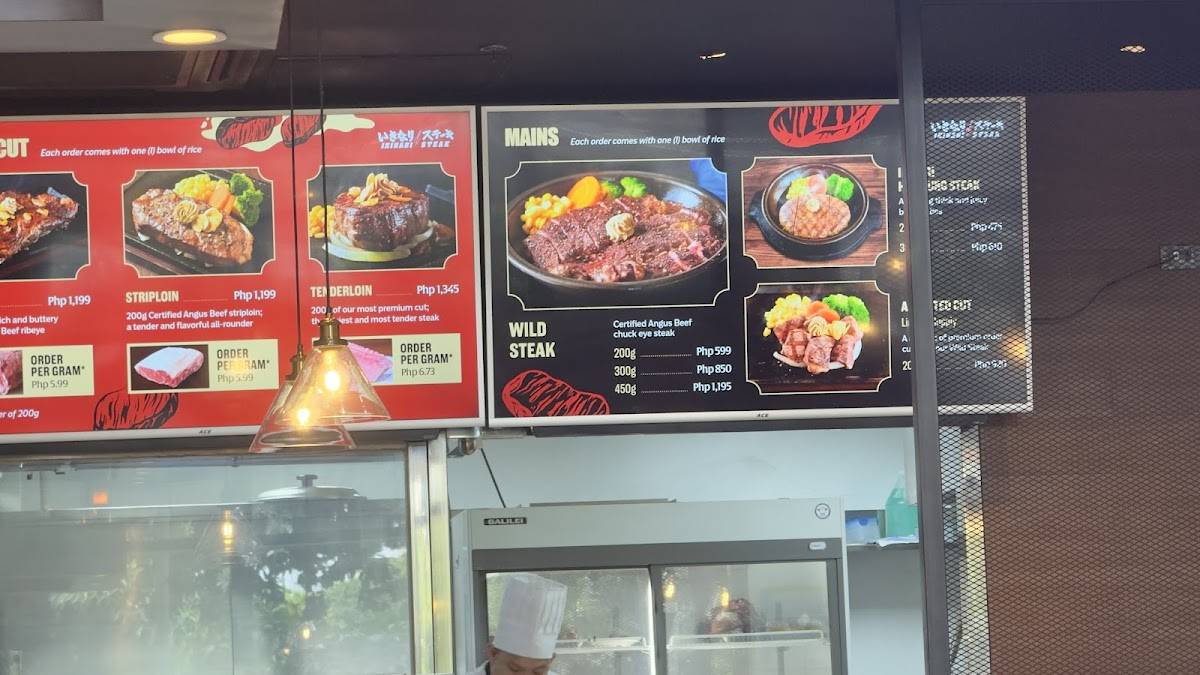 Menu at Ikinari Steak steakhouse, Makati
