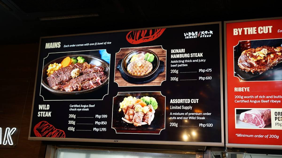 Menu at Ikinari Steak steakhouse, Makati