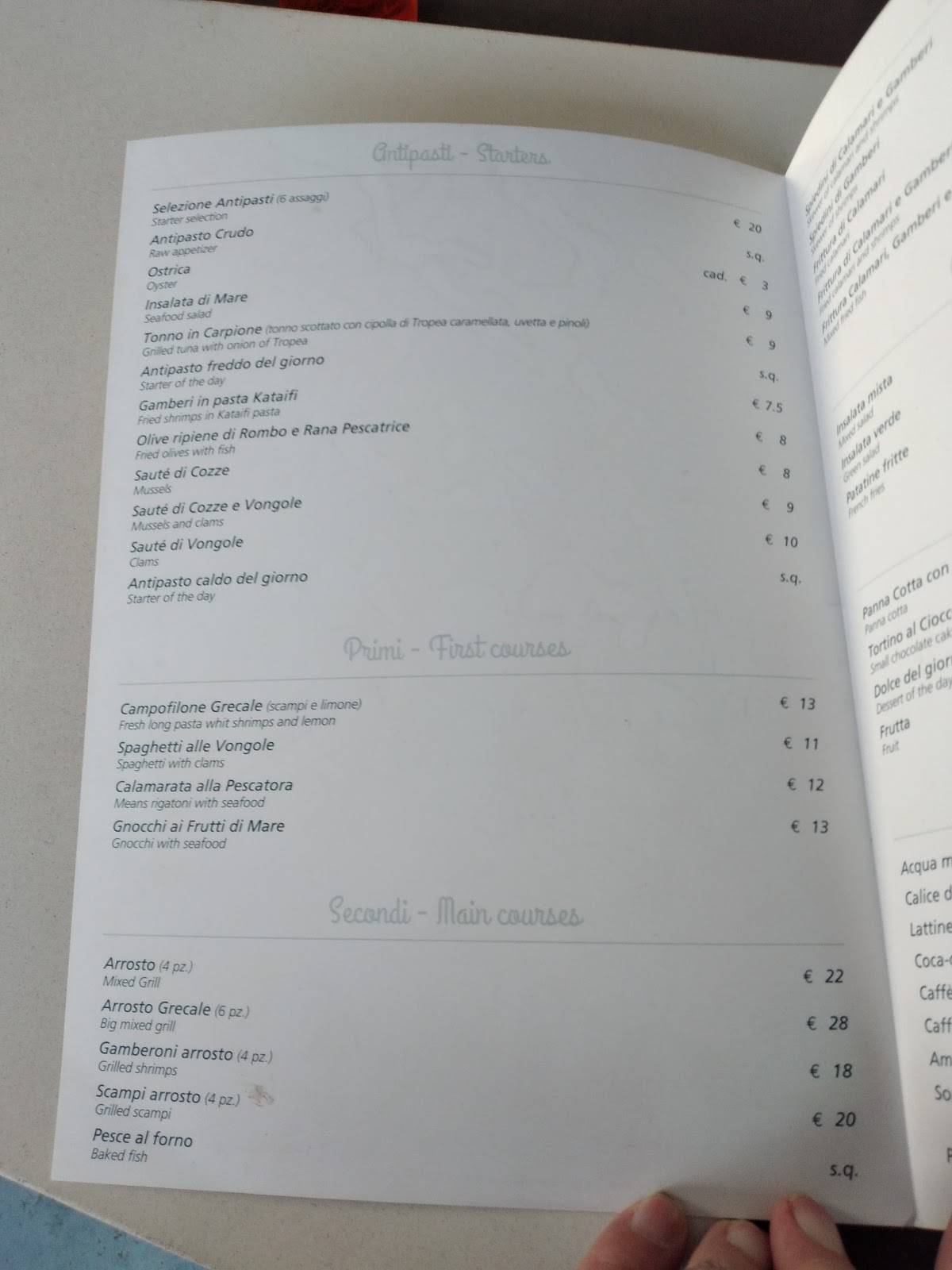 Menu da Il Grecale ristorante, Grottammare