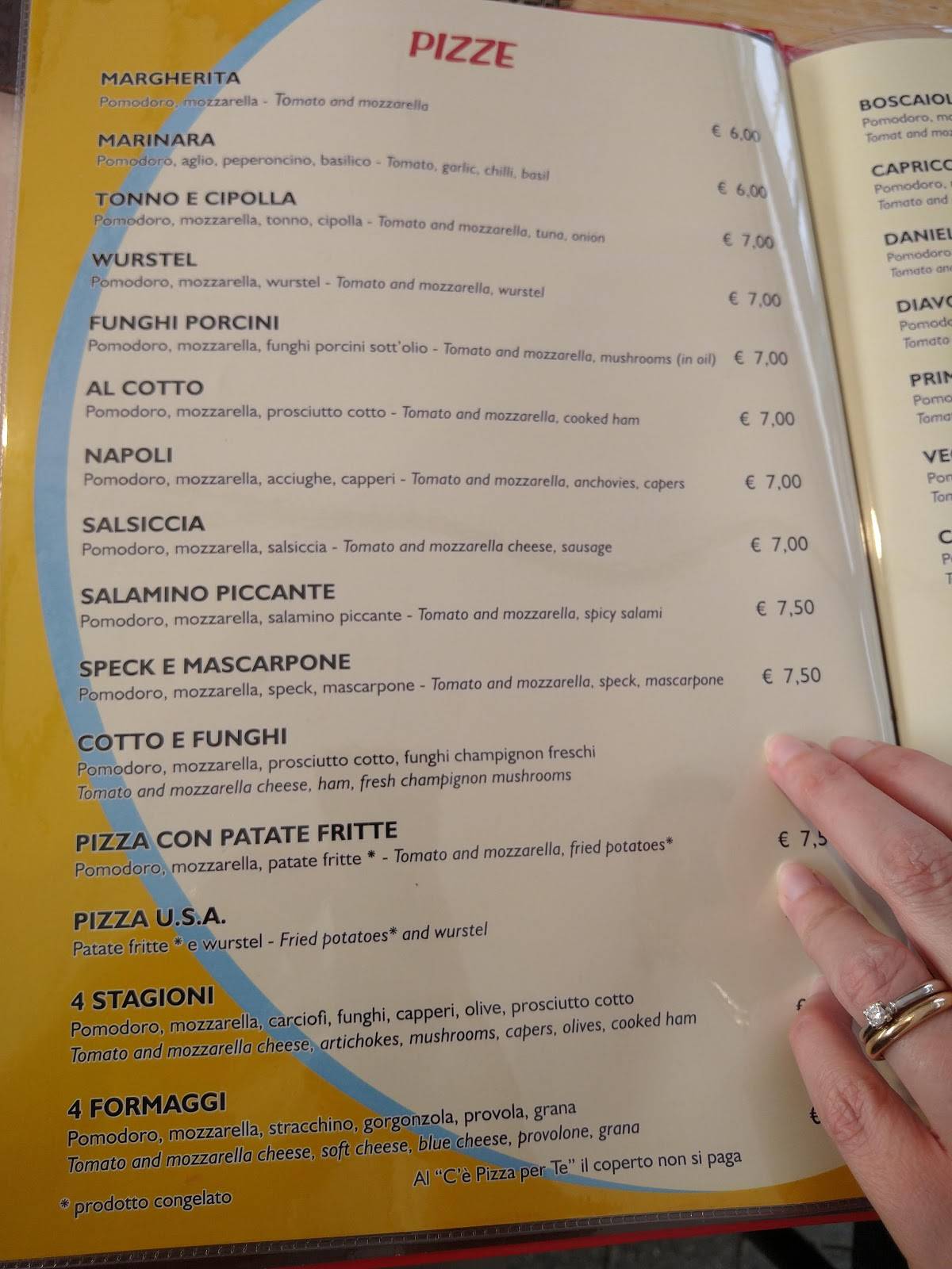 Menu da Pizzeria Da Nicholas 2 | Massarosa, Piano di Conca