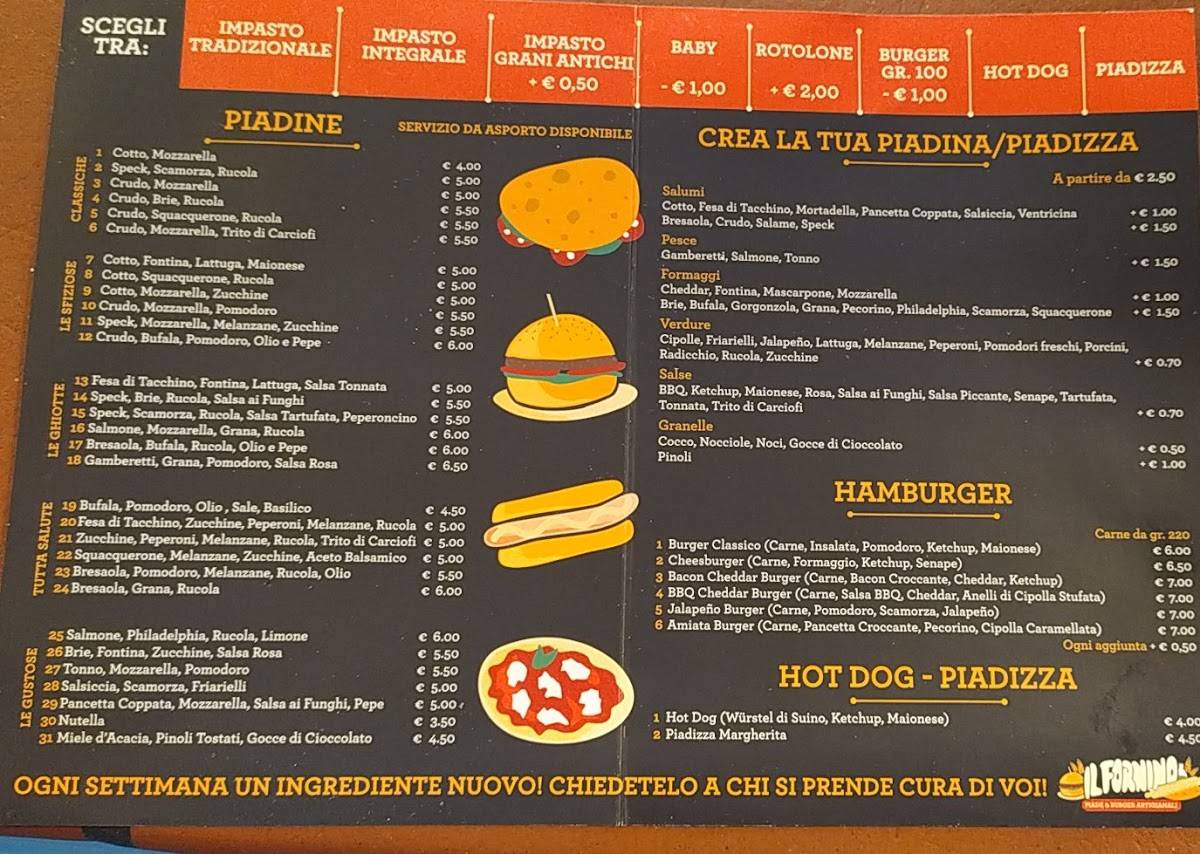 Menu da Il fornino fast food, Grosseto, Viale Giacomo Matteotti