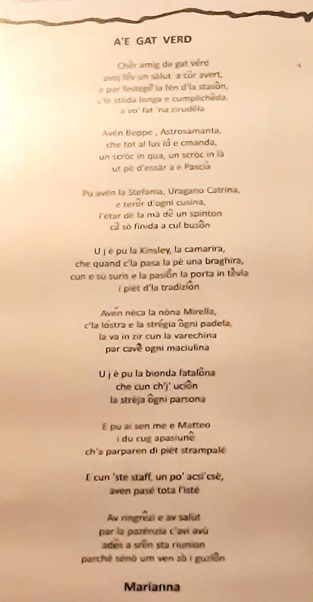 Menu da Il gatto verde ristorante, Marina di Ravenna