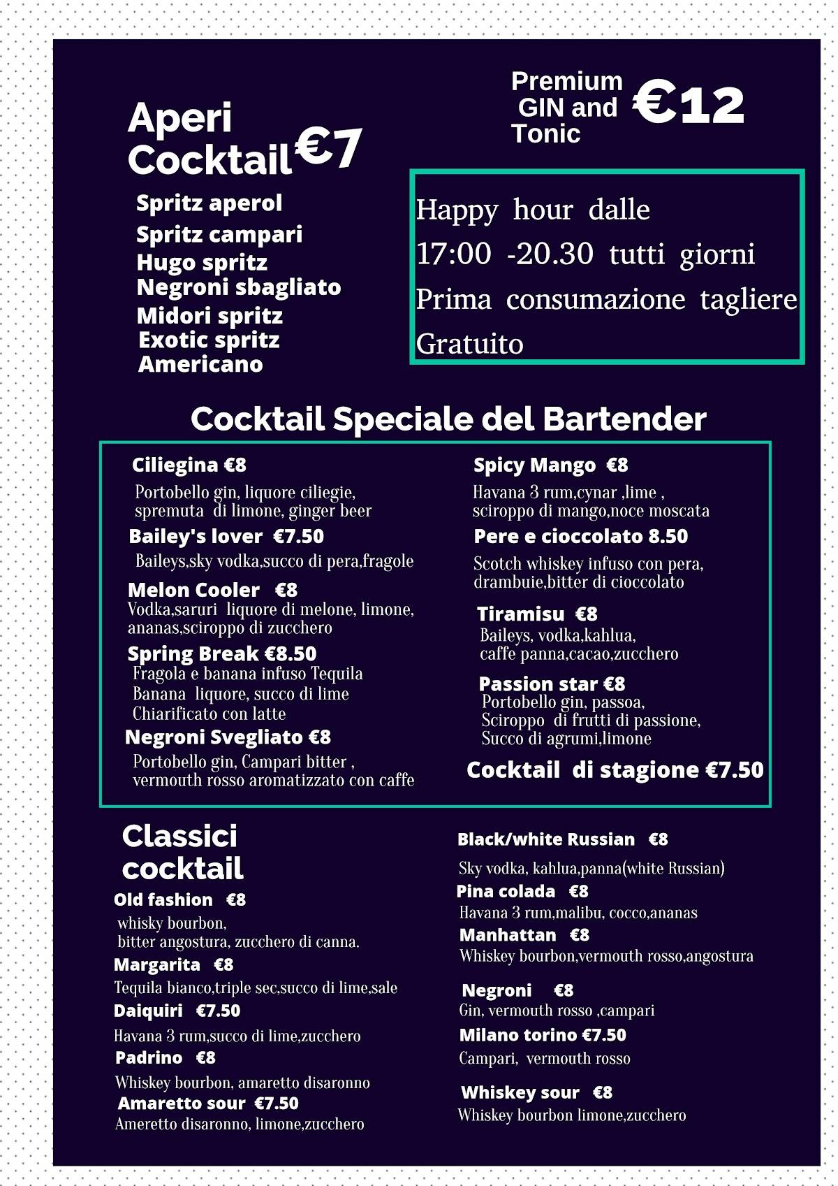Menu da Il mio cocktail & lounge bar, Gallarate