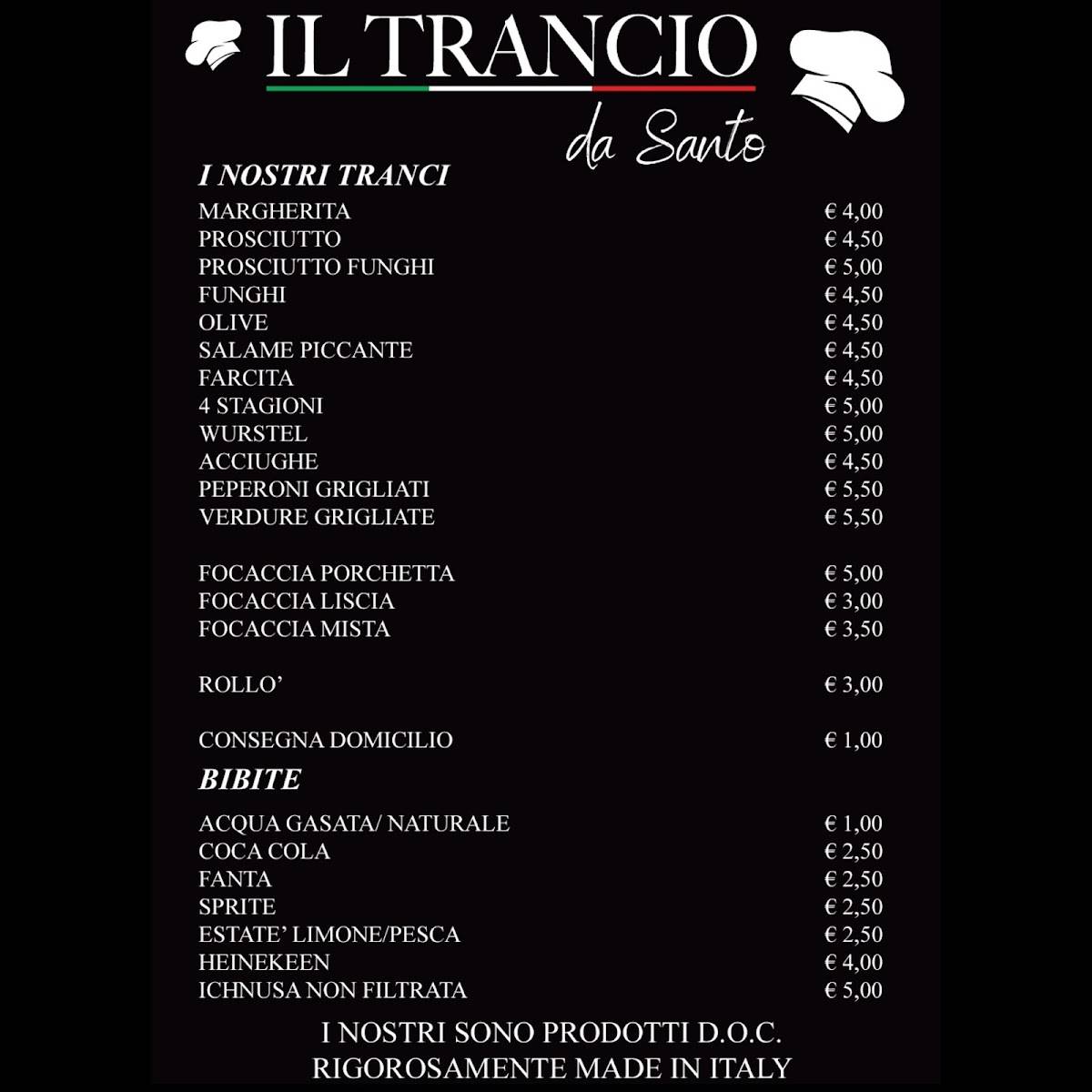 Menu da Il trancio da santo ristorante, Seregno