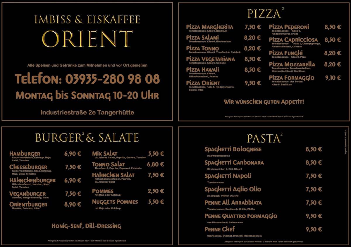 Speisekarte von Imbiss & Eiskaffee Orient pub & Bar, Tangerhütte