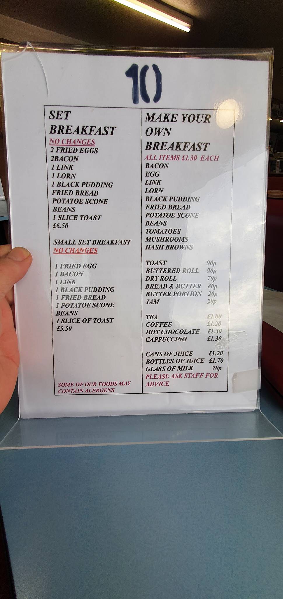 Menu at Horse Shoe Cafe, Inchture, 953 Abernyte Rd