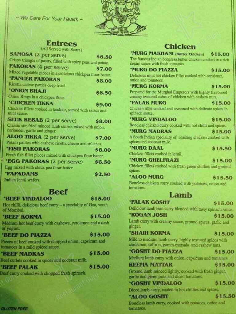 Menu at Indian Mahal Restaurant & Takeaway, Evandale