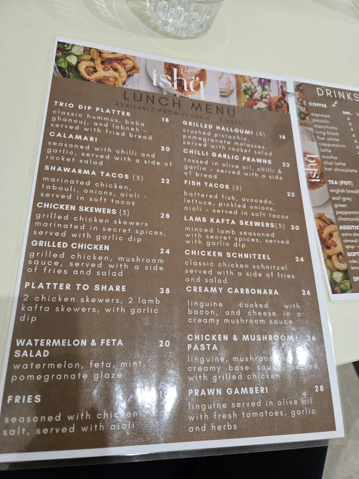 Menu at Ishq - Cafe Bar Dining, Woolooware