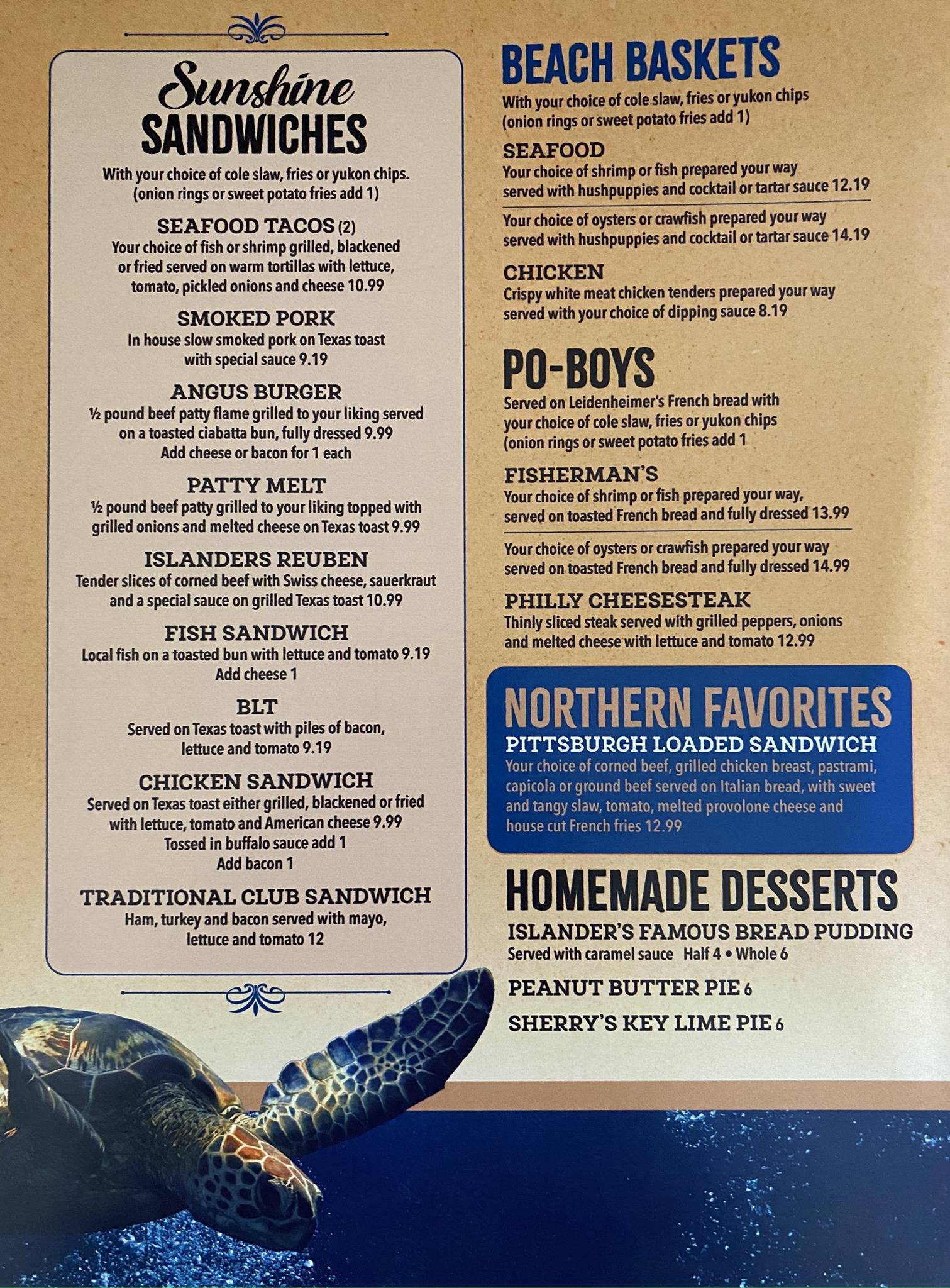 Menu at Islanders Restaurant & Bar, Dauphin Island