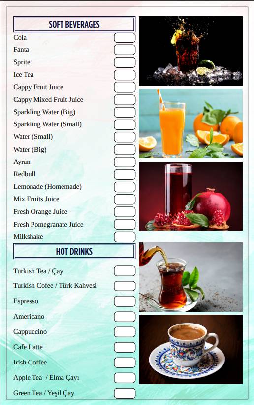 Menu at Sultan Palace Cafe Restaurant, Istanbul, Biçki Yurdu Sk. No:1
