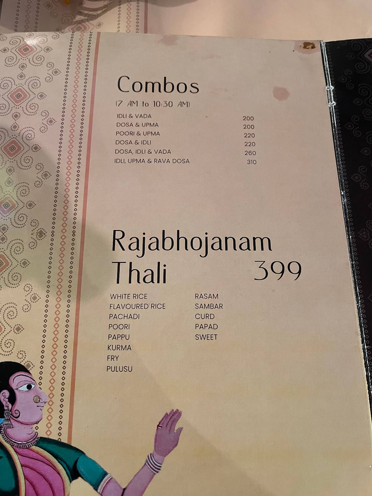 Menu at Itlu, Hyderabad