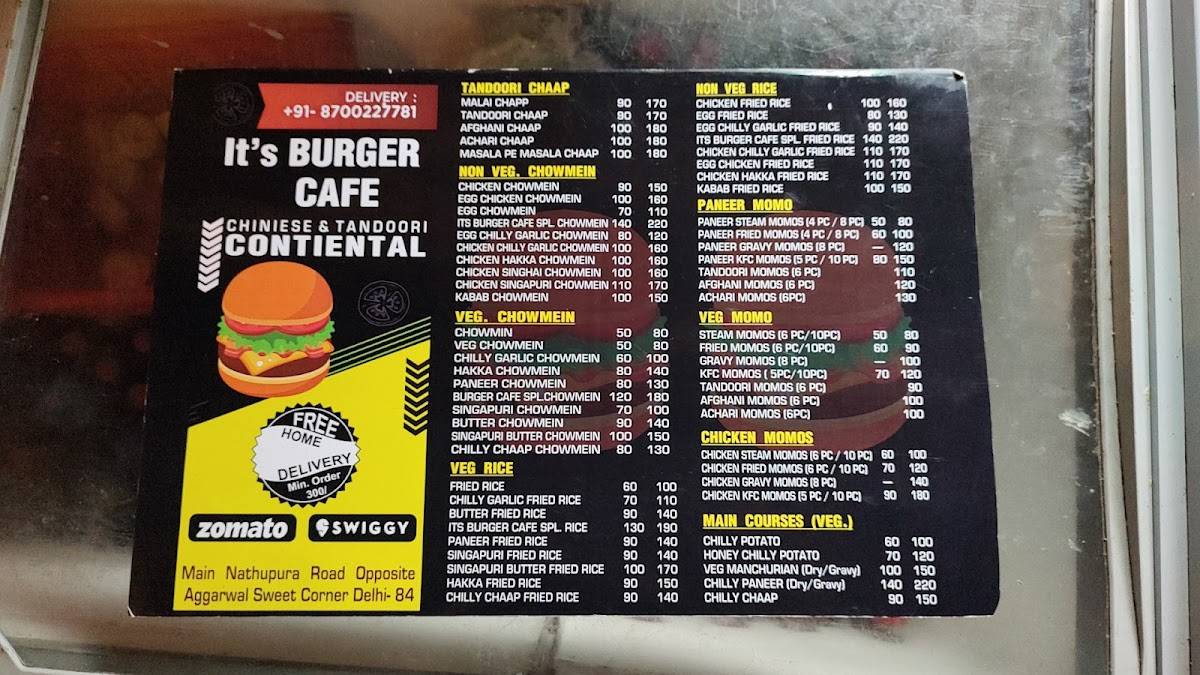 Menu at Its Burger Cafe Grill, Delhi