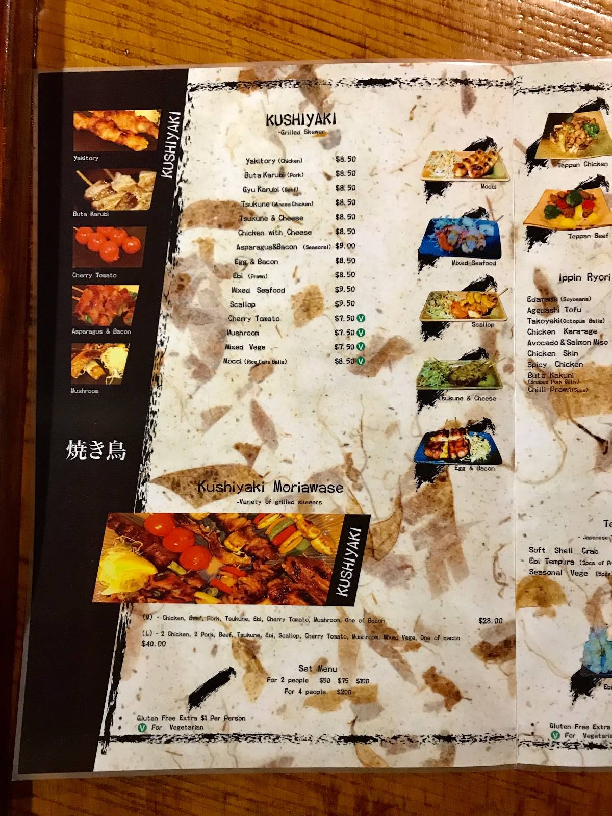 Menu at Izakaya Yuki pub & bar, Dunedin