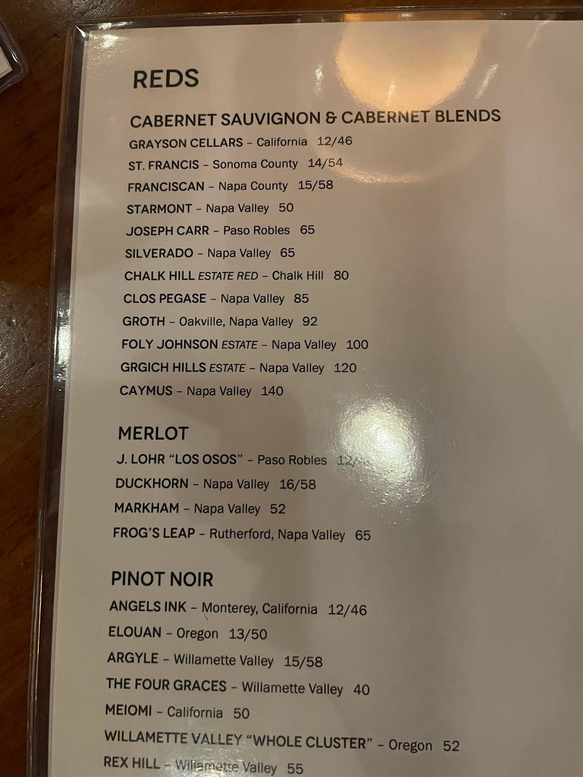 Menu at J. Alexander's Restaurant, Baton Rouge