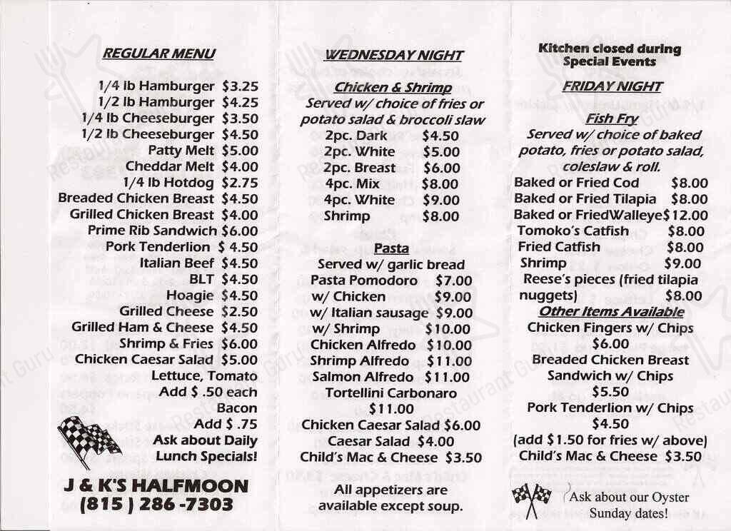 Menu at Half Moon Tavern pub & bar, Hinckley
