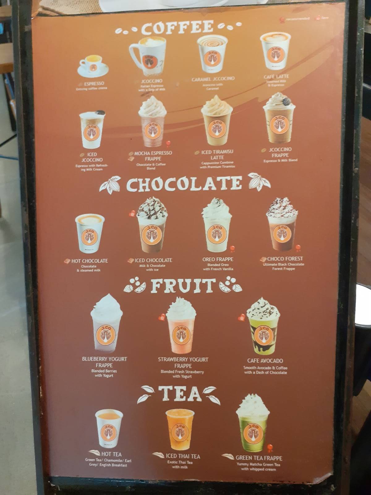 Carta de JCO COFFEE & DONUTS BASKO GRAND MALL, Padang