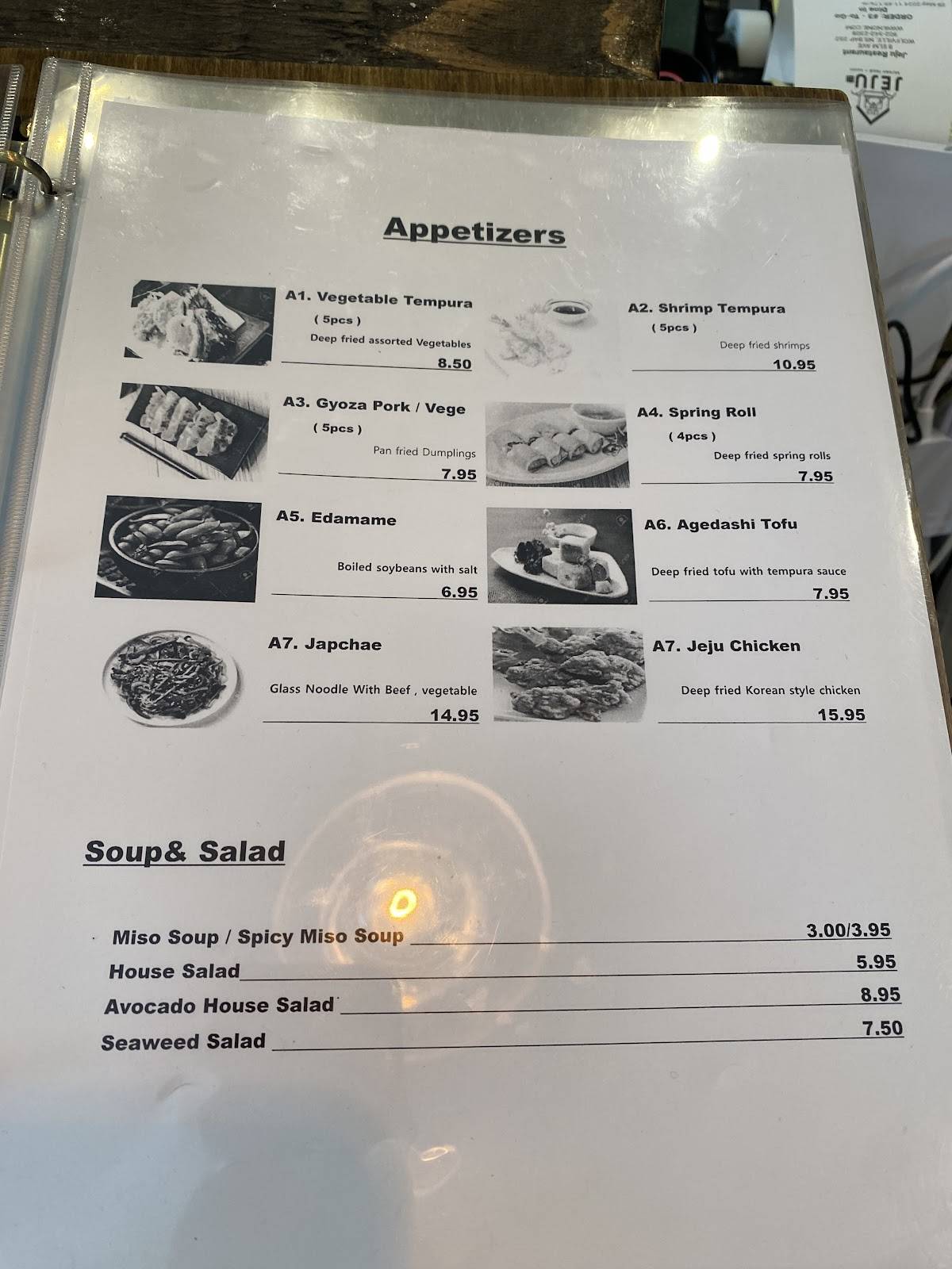 Menu au JEJU Restaurant _ Korean & Sushi, Wolfville