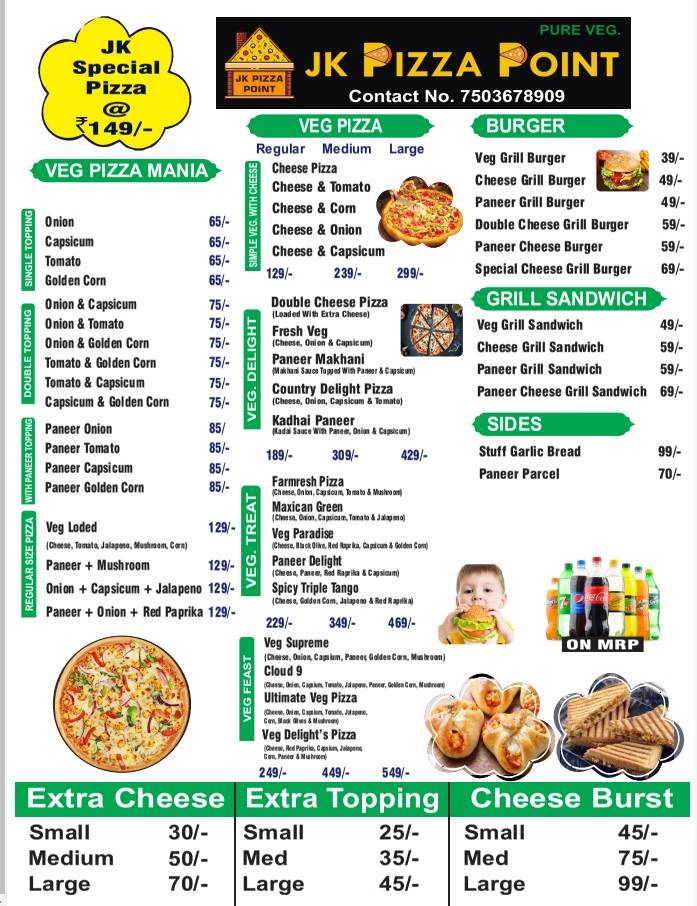 Menu at JK PIZZA POINT, New Delhi