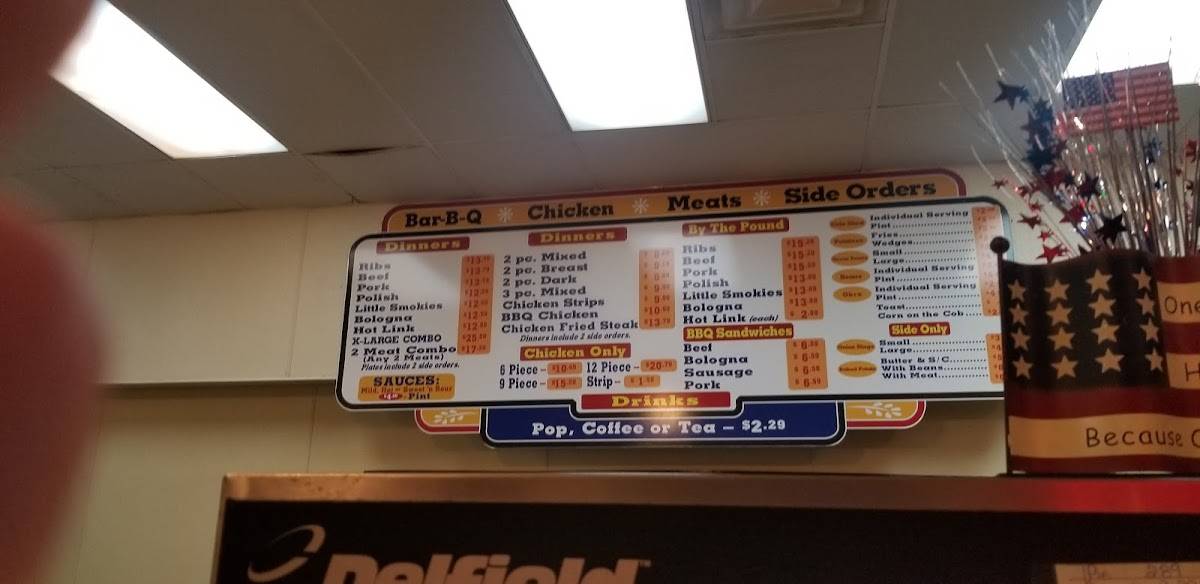 Menu at JL's Barbeque, Pryor, S Mill St