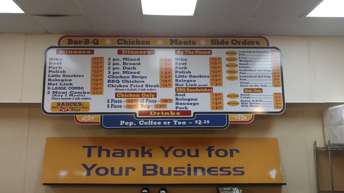 Menu at JL's Barbeque, Pryor, S Mill St