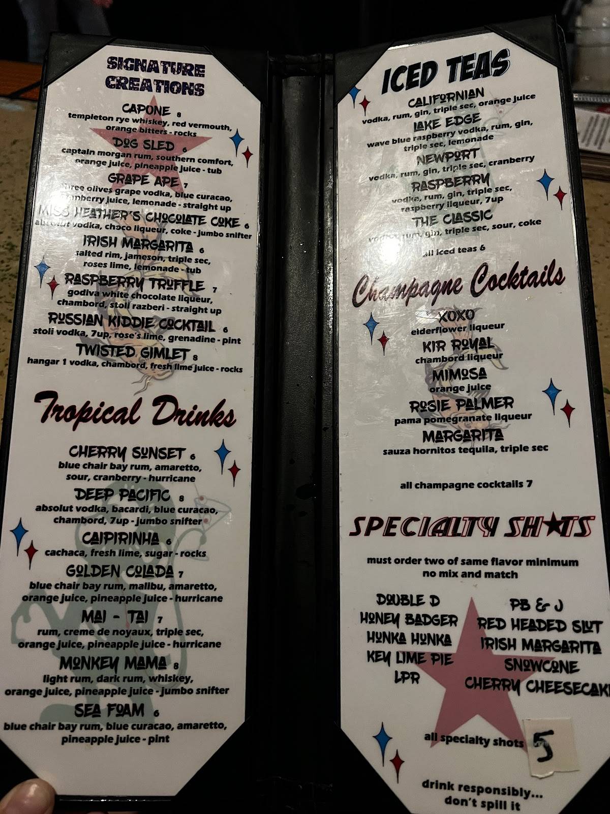 Menu at Jade Monkey Cocktail Lounge pub & bar, Madison
