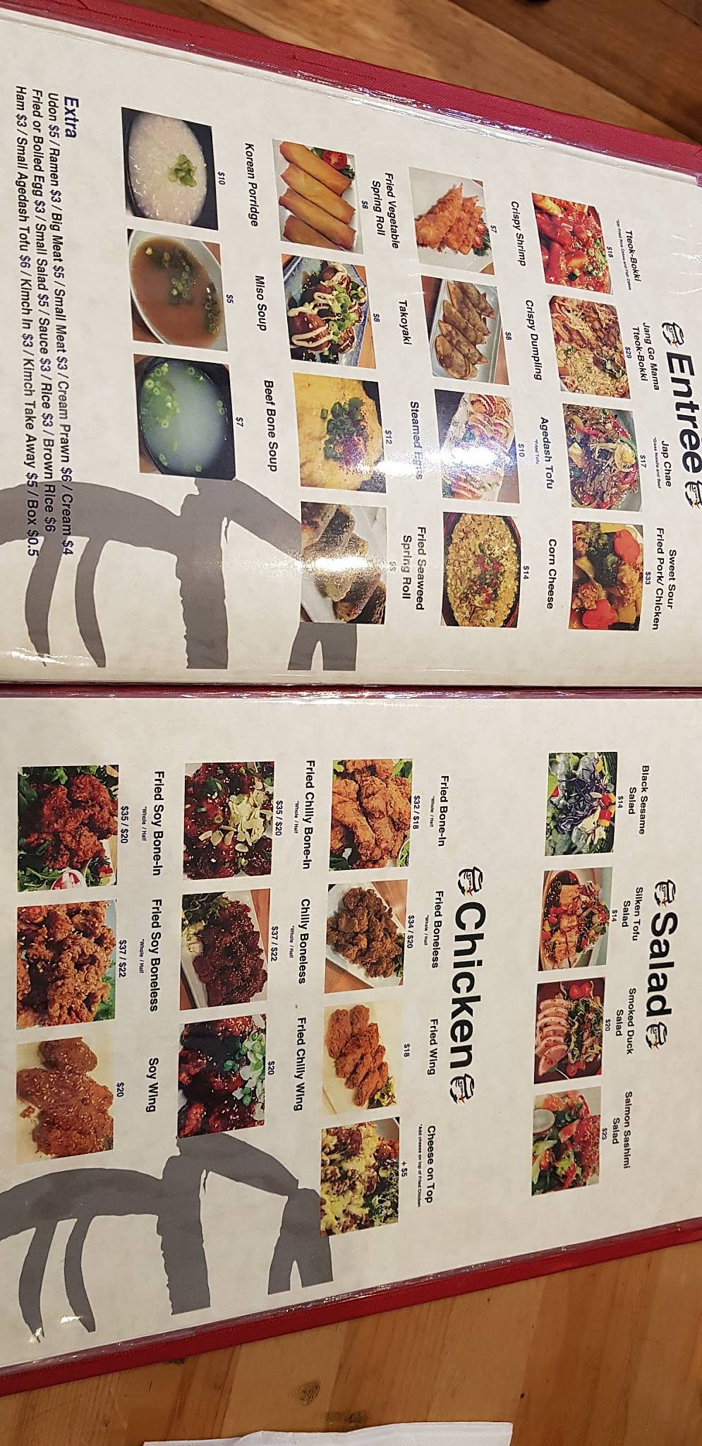 Menu at Jang go mama restaurant, Melbourne