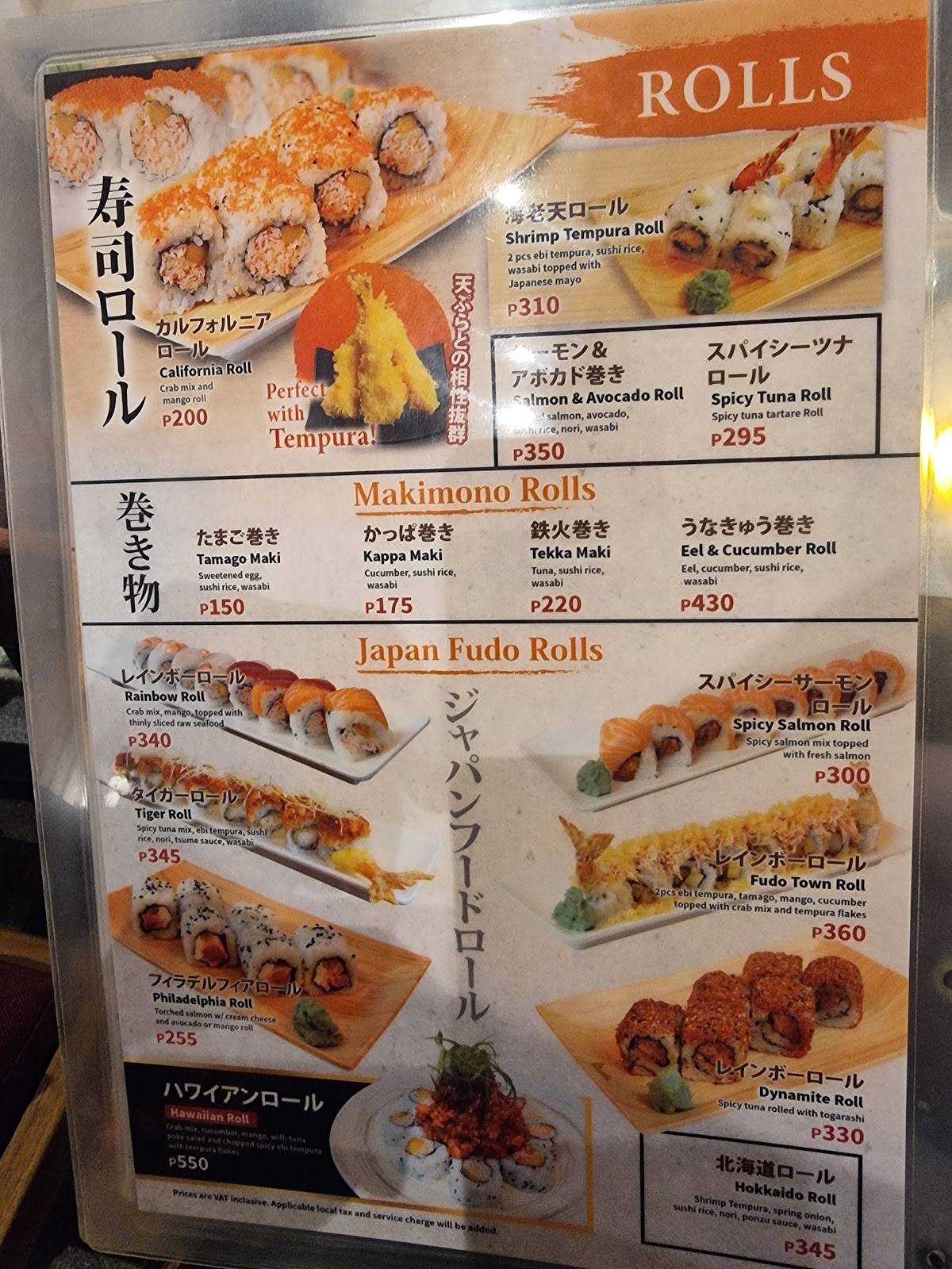 Menu at Japan Fūdo Street restaurant, Quezon City, Unit# JT - 10