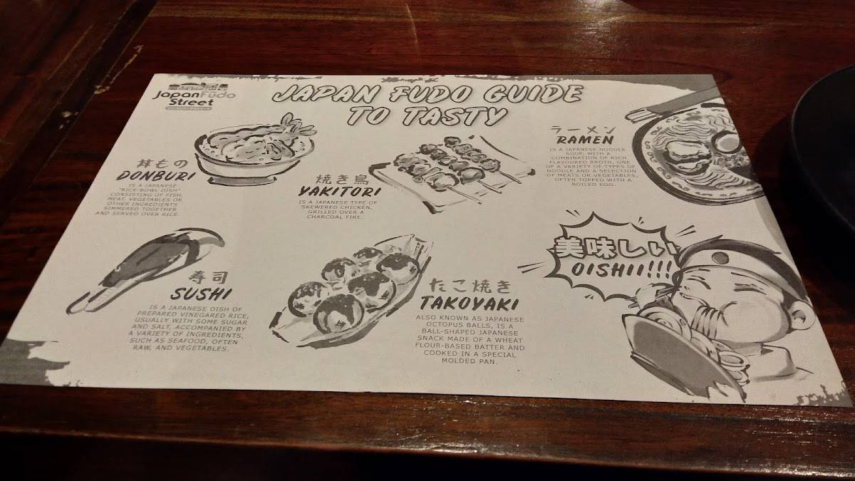 Menu at Japan Fūdo Street restaurant, Quezon City, Unit# JT - 10