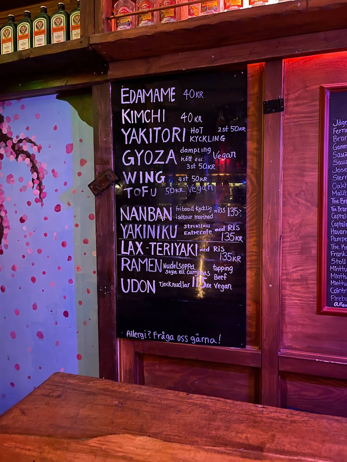 Menu at Japanese Pub Mix, Stockholm, Norrlandsgatan 18