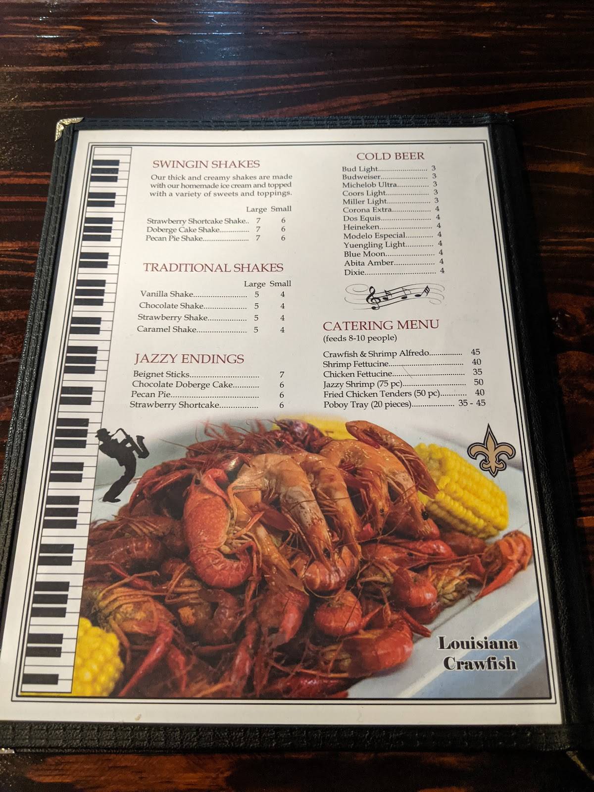 Menu at Jazzy Pete's Poboys restaurant, Slidell