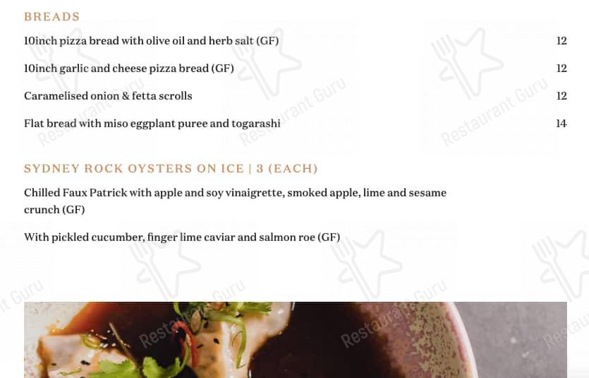 Menu at Jensens Restaurant, Kareela