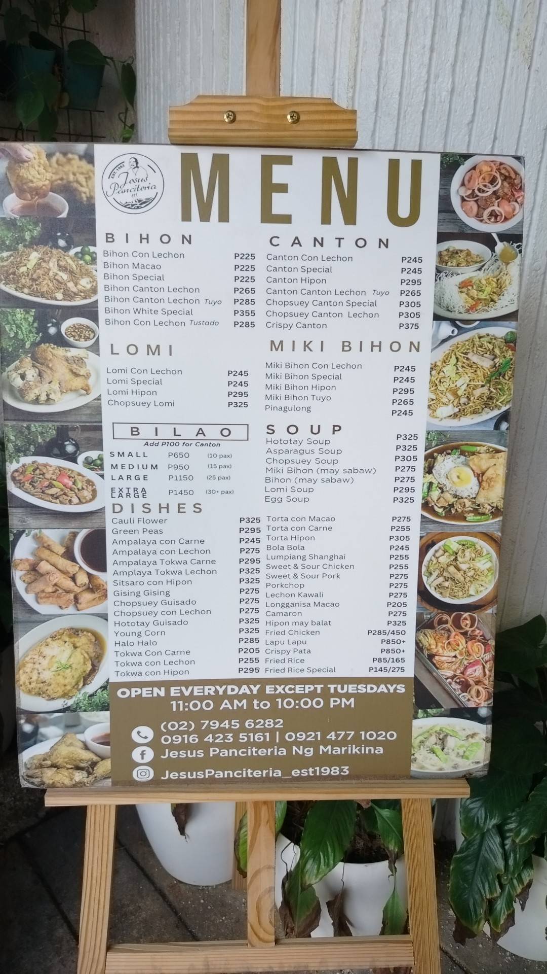 Menu at Jesus Panciteria restaurant, Marikina