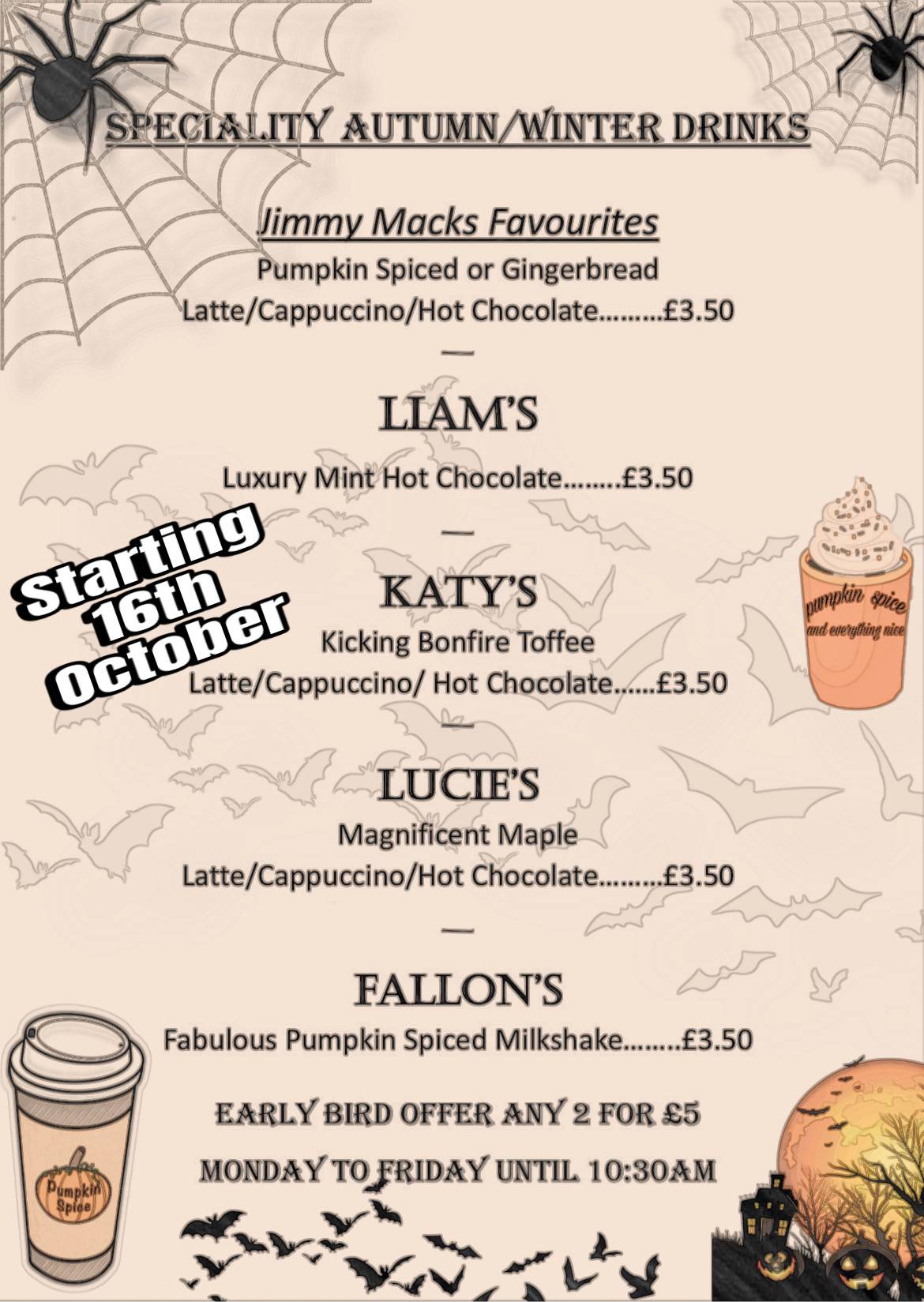 Menu at Jimmy Macks restaurant, Halesowen