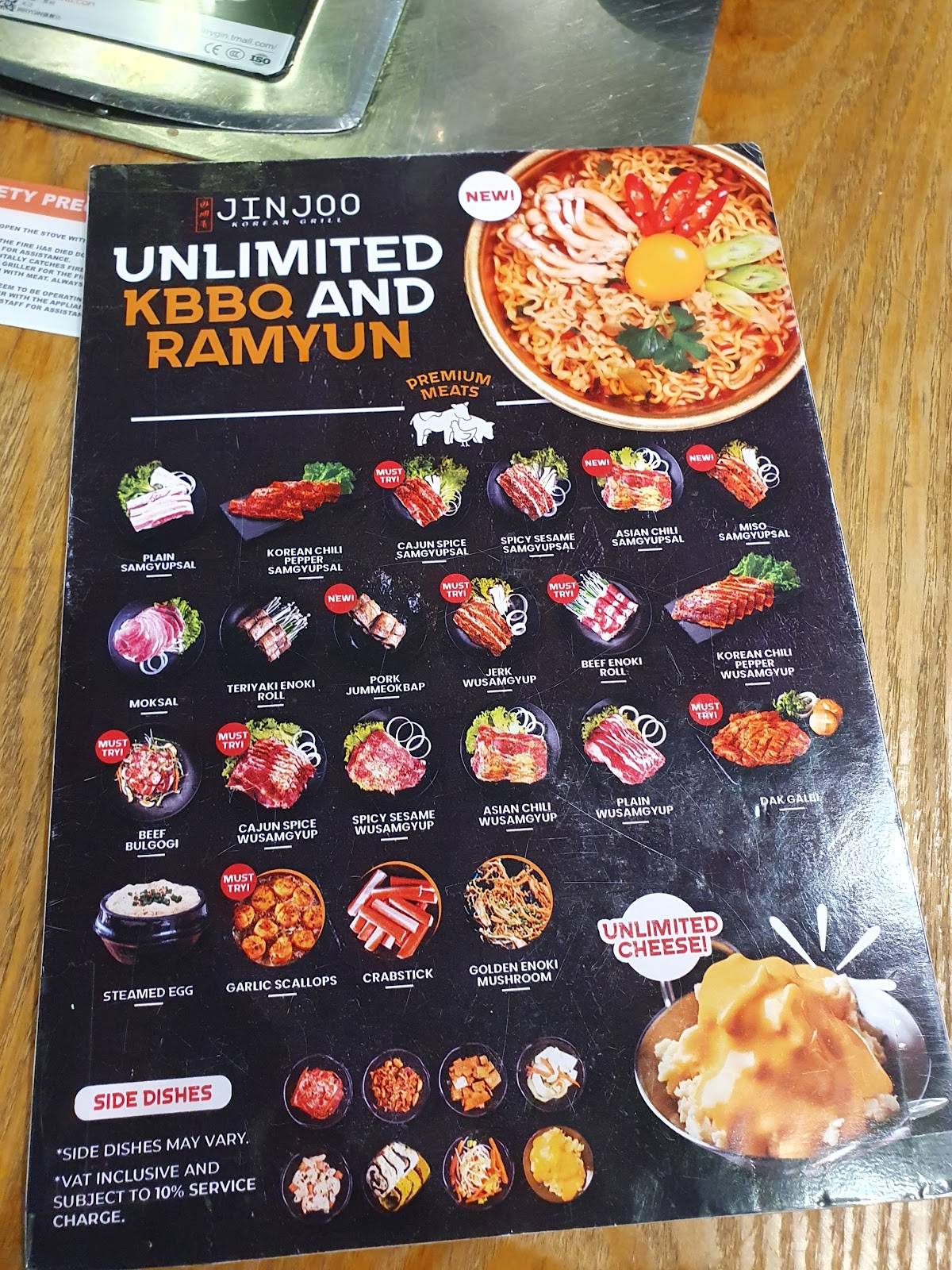 Menu at Jin Joo Korean Grill restaurant, Quezon City, C1A/C1B