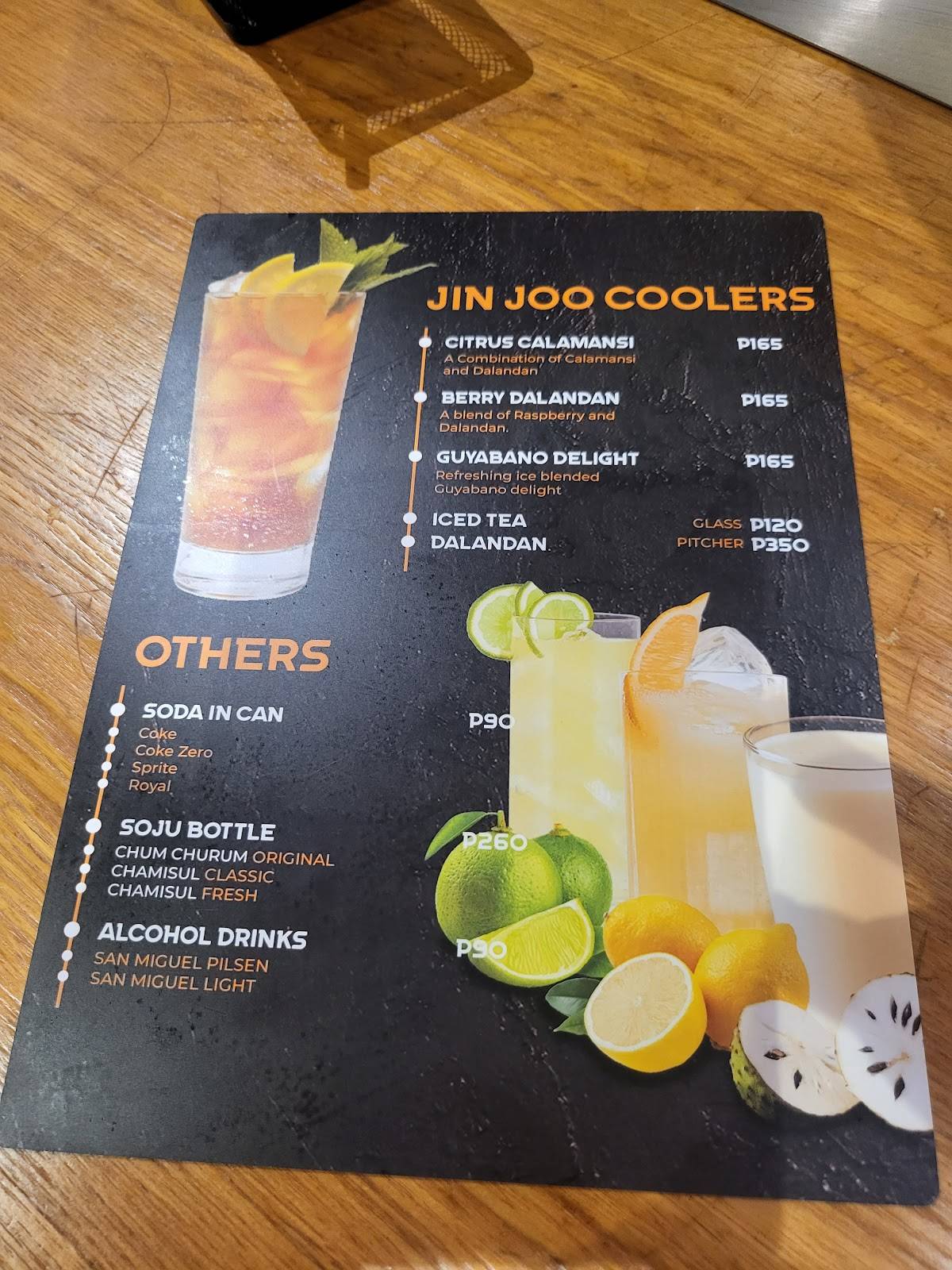 Menu at Jin Joo Korean Grill restaurant, Mandaluyong