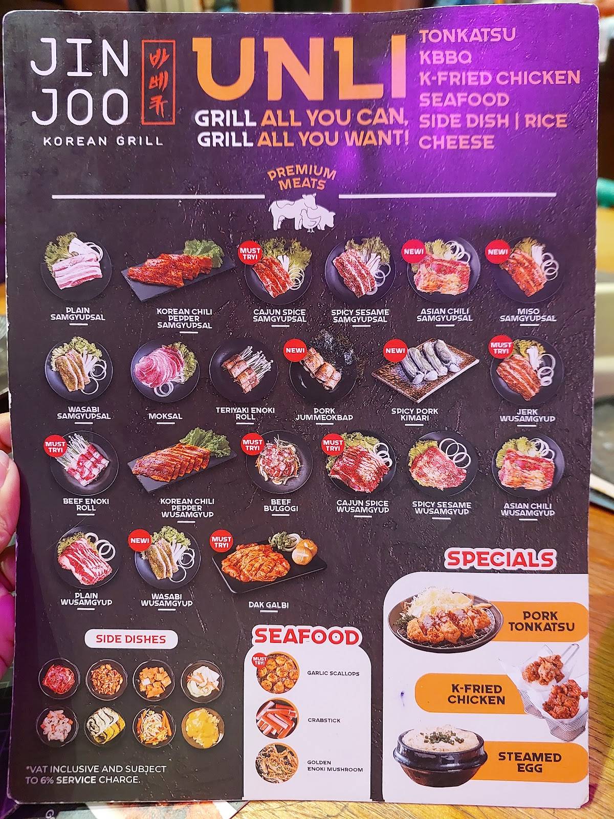 Menu at Jin Joo Korean Grill restaurant, Quezon City, C1A/C1B