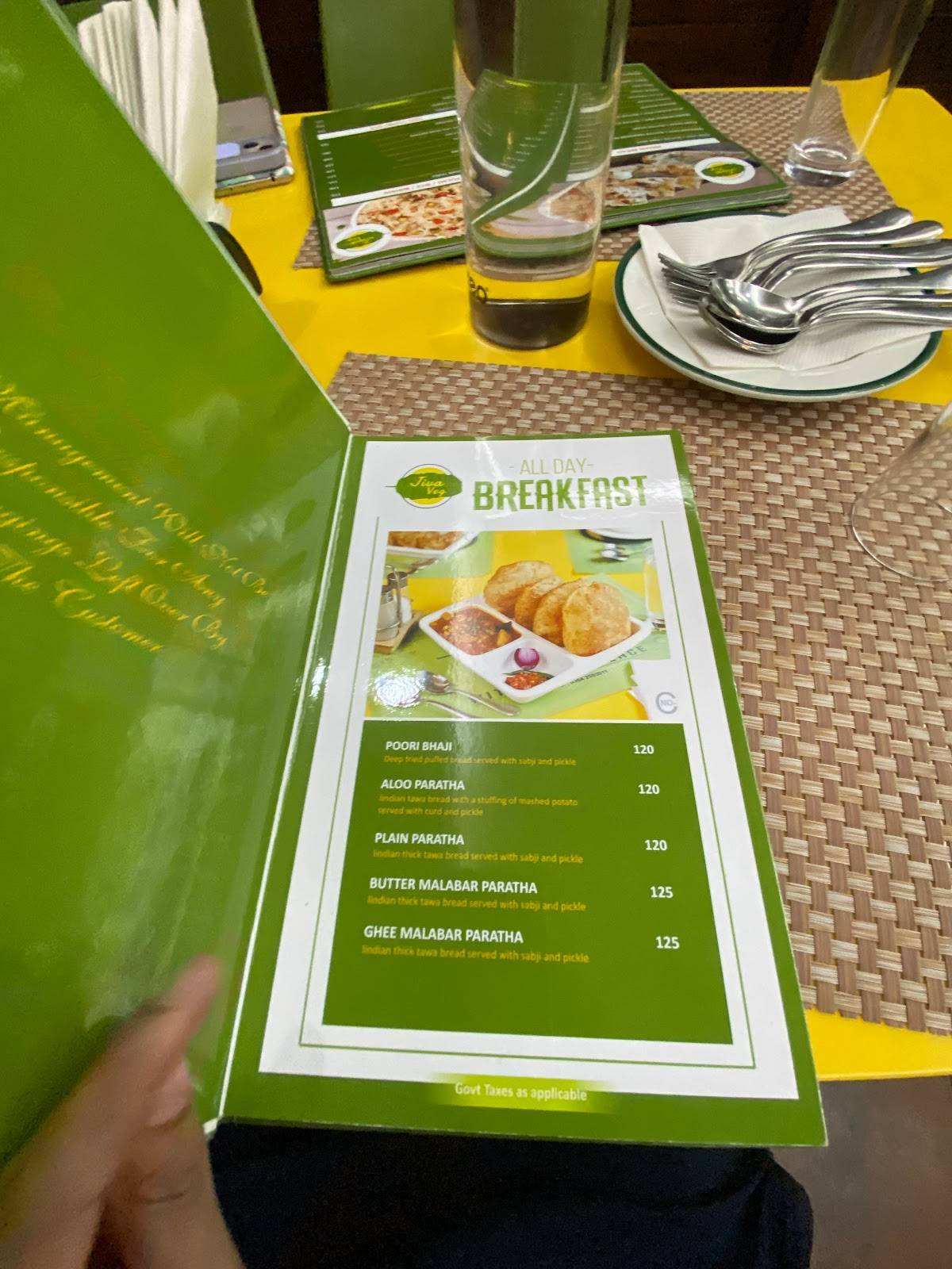 Menu at Jiva veg restaurant- pure vegetarian, Shillong