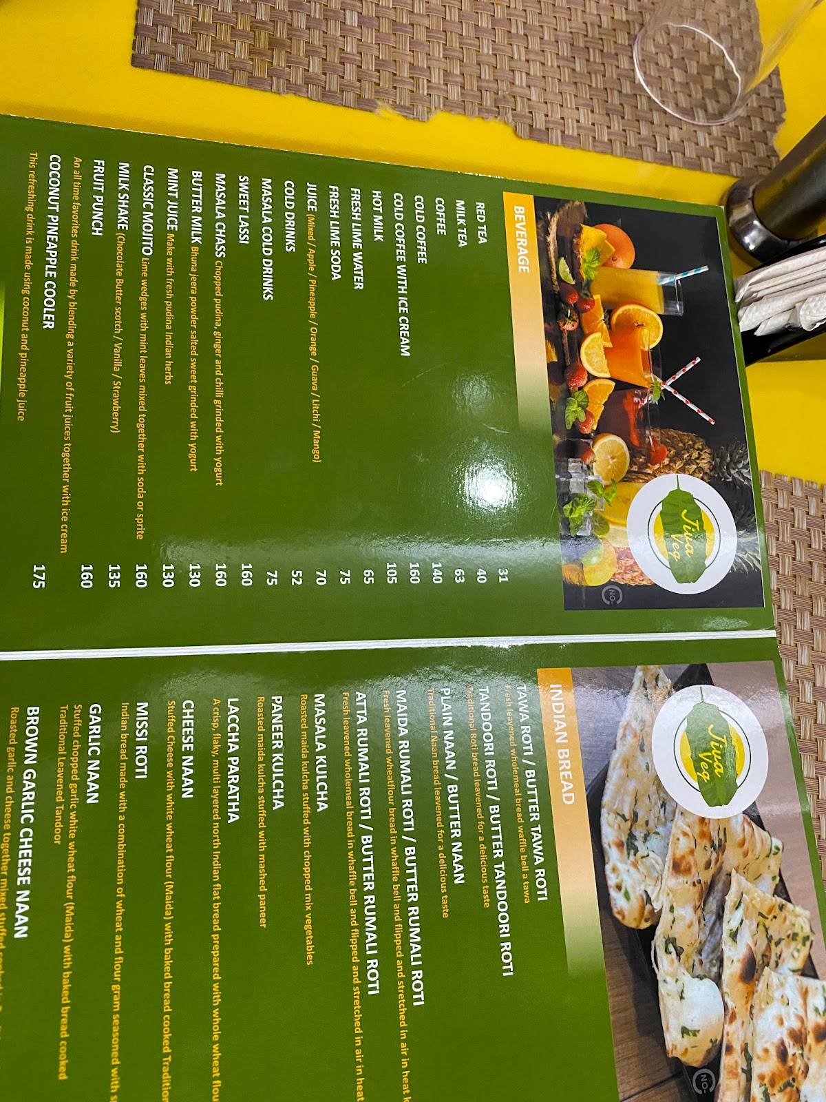 Menu at Jiva veg restaurant- pure vegetarian, Shillong
